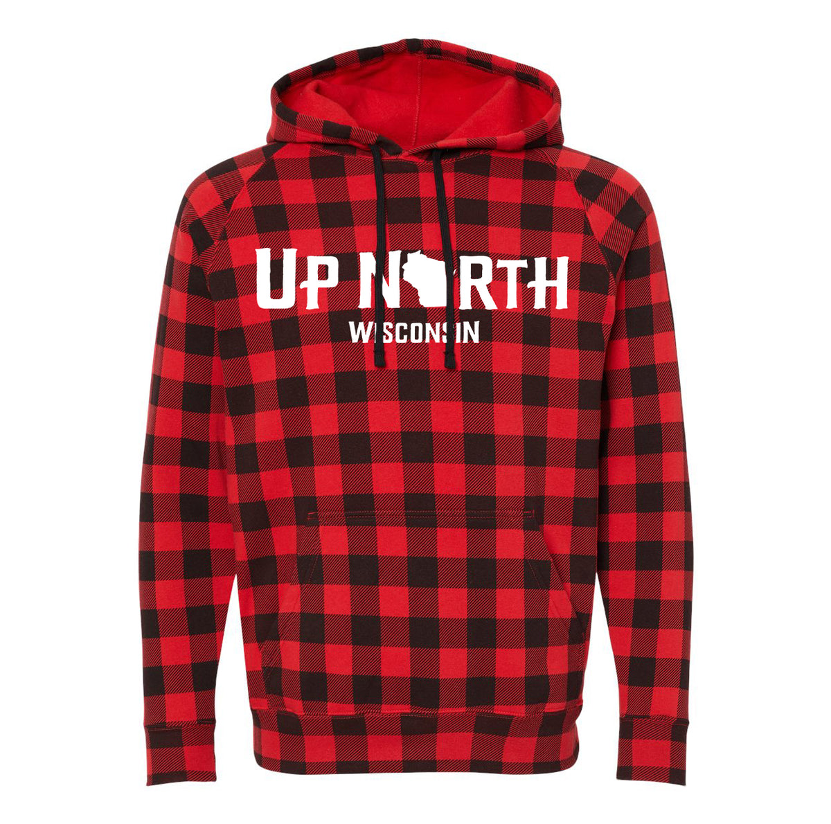 Up North Wisconsin Unisex Red Buffalo Plaid Hoodie — WI-Wear