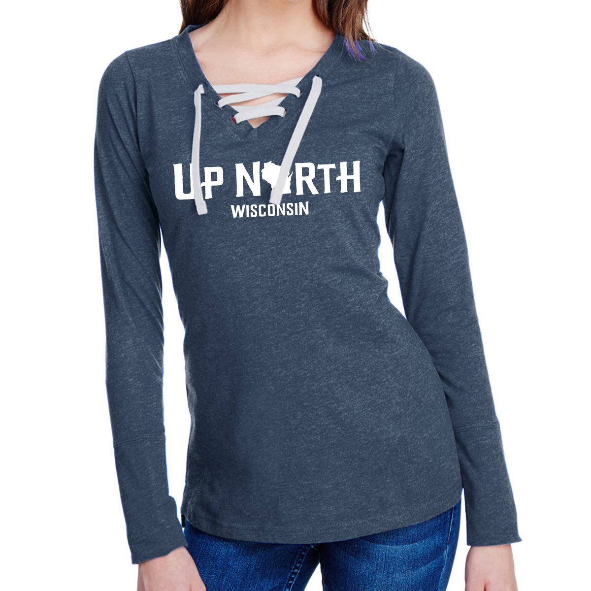 Up North Wisconsin Sport Ladies Long Sleeve Laced — WI-Wear